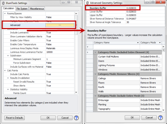 Advanced Geometry Settings