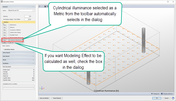 Cylindrical Illuminance and Modeling Effect